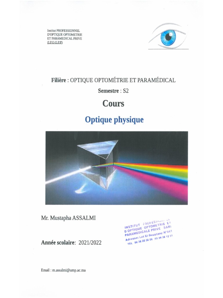 Étude de l'Optique Physique et Ondulatoire | PDF | Lumière | Réfraction