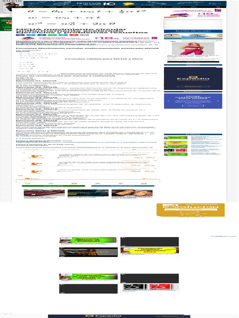 Movimiento Circular Uniformemente Acelerado MCUA Fórmulas Ejercicios ...