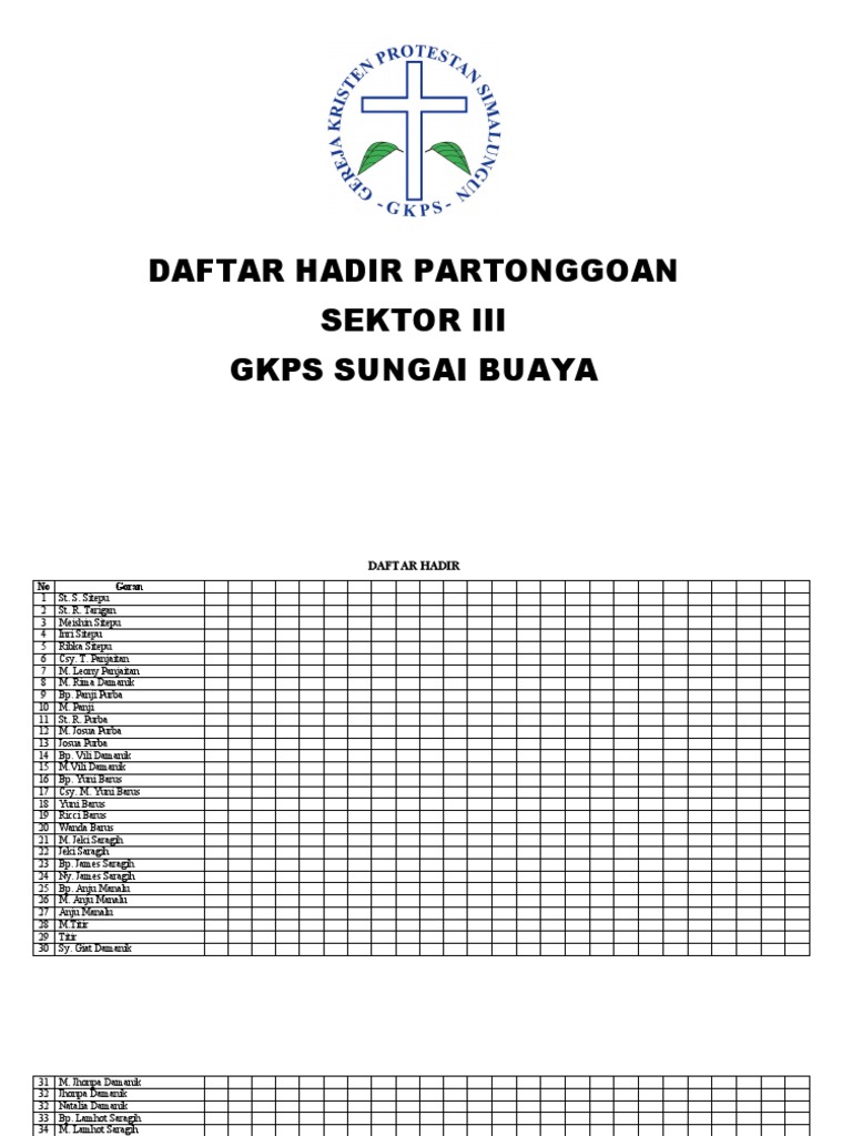 Daftar Hadir Sektor III GKPS | PDF
