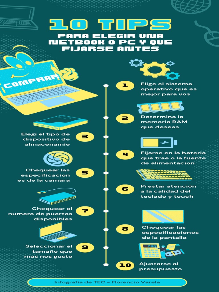 Green Illustrative How To Choose Laptop Tips Infographic | PDF