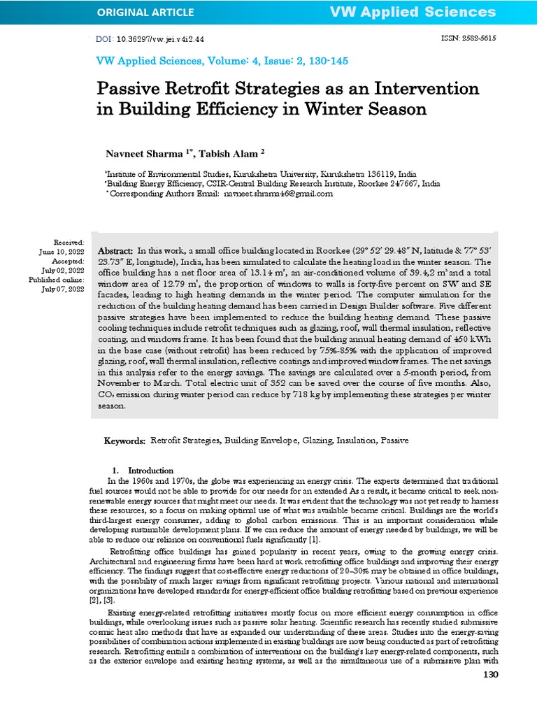 Passive Retrofit Strategies As An Intervention in Building Efficiency ...
