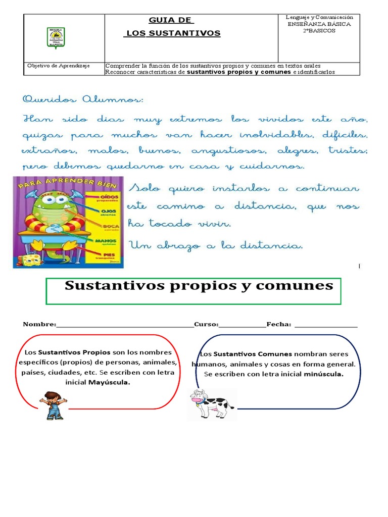 GUIA SUSTANTIVOS TERMINADA | PDF | Sustantivo