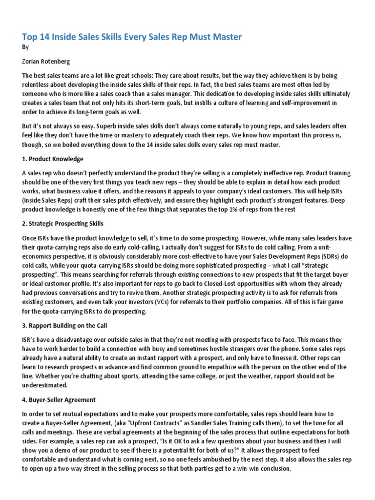 Selling Skills Pdf Sales Communication