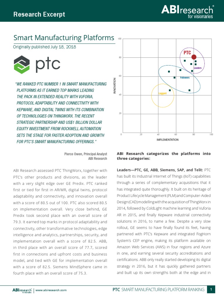 ABI Research Ranks ThingWorx Leading Smart Manufacturing Platform | PDF | Artificial ...