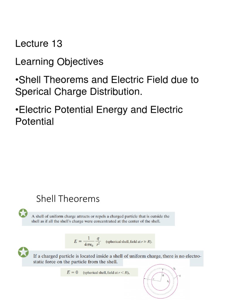 Lecture 13 Gauss Law and Electric Potential | PDF | Electric Field | Electric Charge