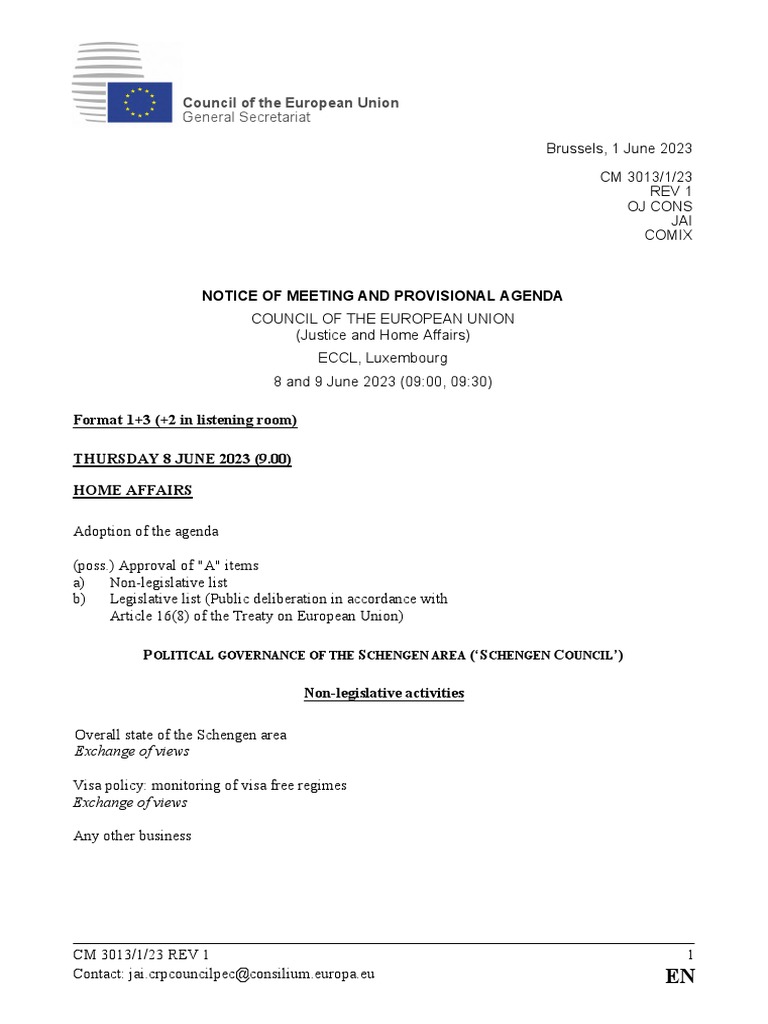 CM 3013 2023 REV 1 - en | PDF | European Union | Public Law