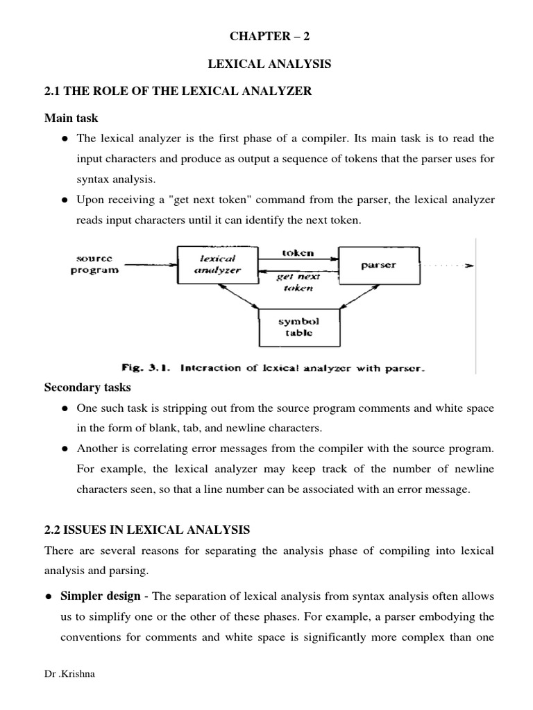 rkCD-Chapter 2 - LEXICAL ANALYSIS | Download Free PDF | Parsing | String (Computer Science)
