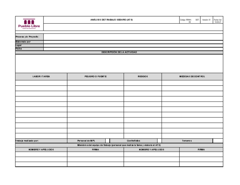 Analisis TrabajoSeguro (ATS) - SST | PDF Analisis TrabajoSeguro (ATS) - SST | PDF