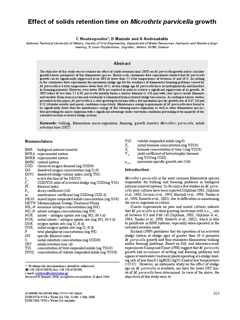 TRC para Eliminar Parvicella | PDF | Sewage Treatment | Physical Sciences