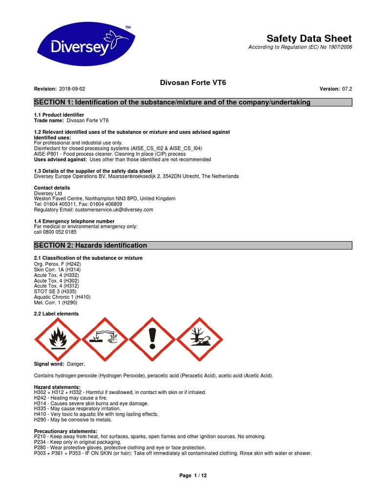 Divosan Forte VT6 | PDF | Toxicity | Chemistry