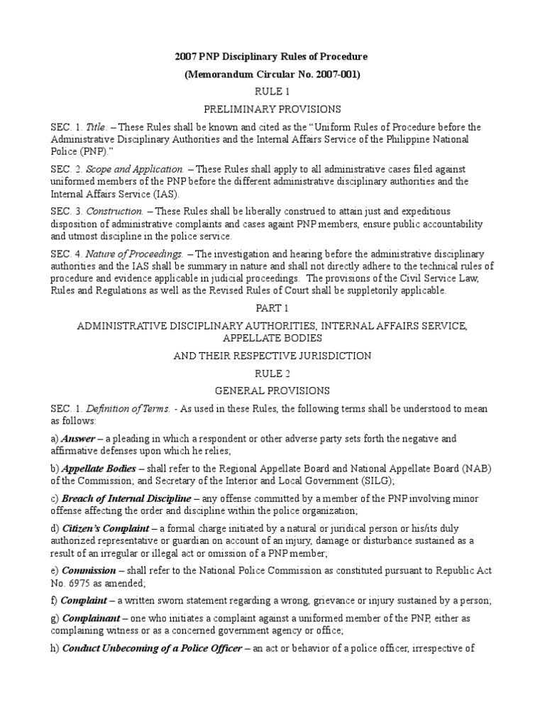 2007 PNP Disciplinary Rules Overview | PDF | Social Science