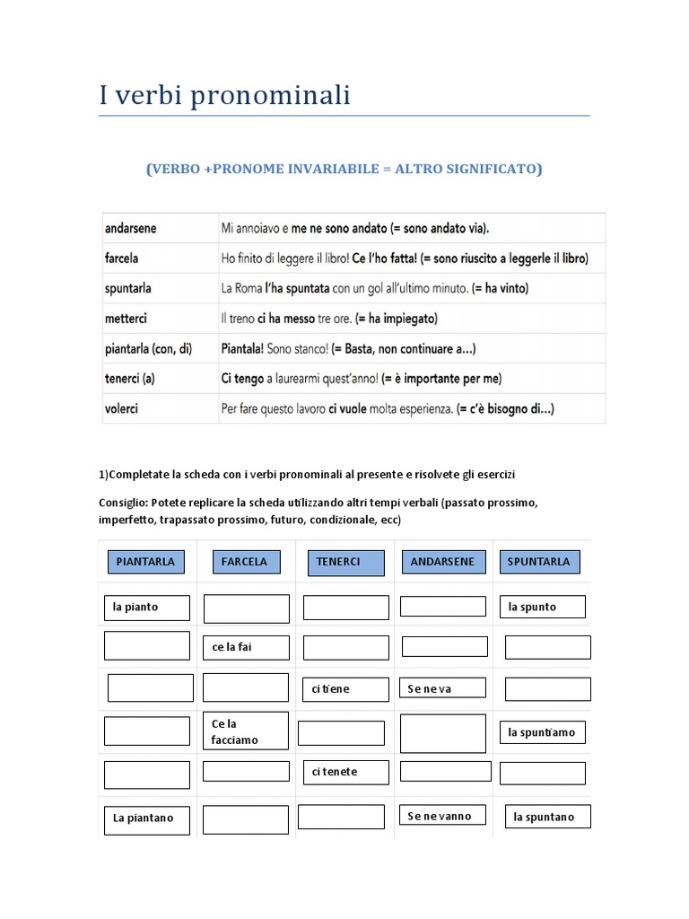 I Verbi Pronominali | PDF