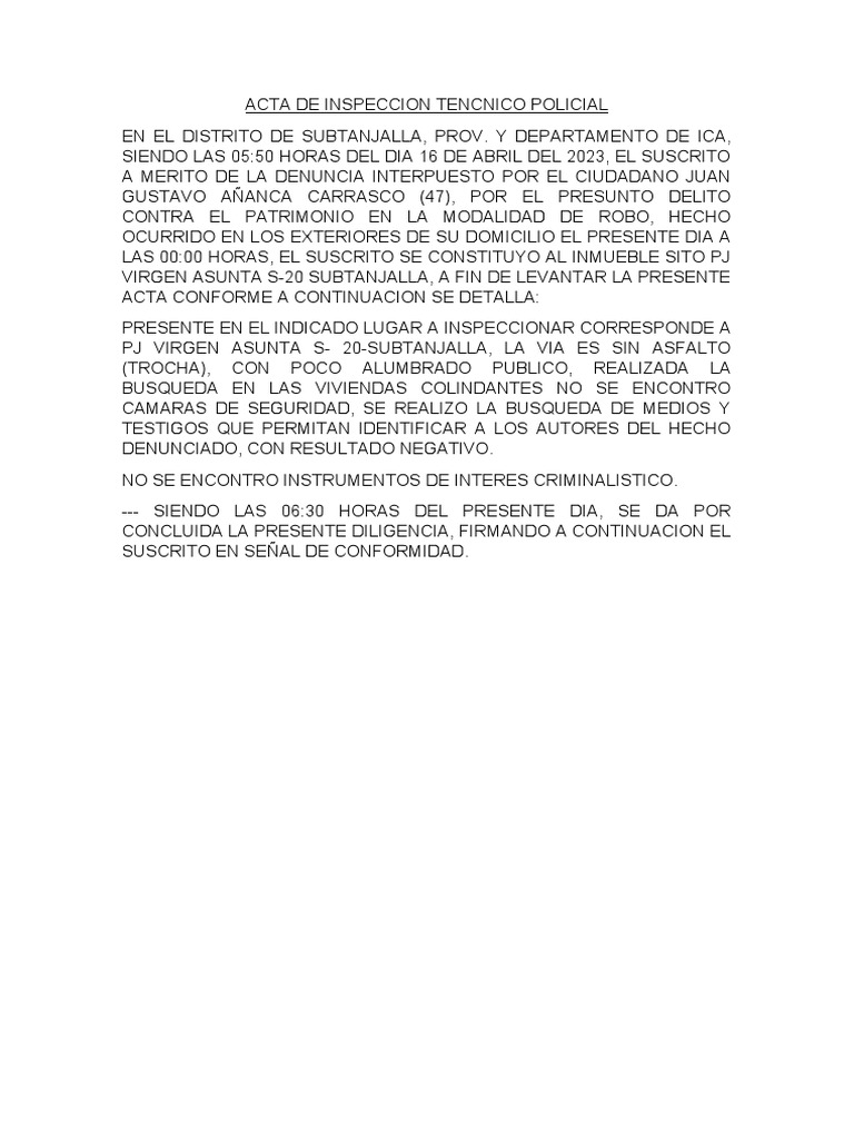 Acta de Itp y Busqueda de Informacion. | PDF