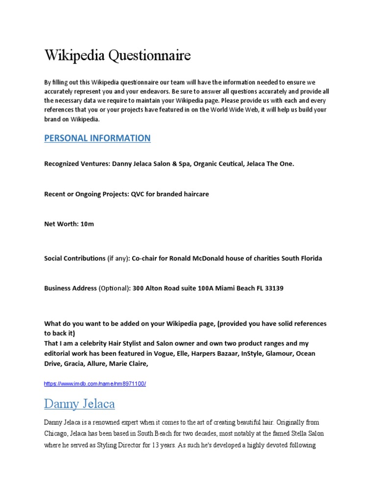 Wikipedia Questionairre (Individual) Final Version | PDF