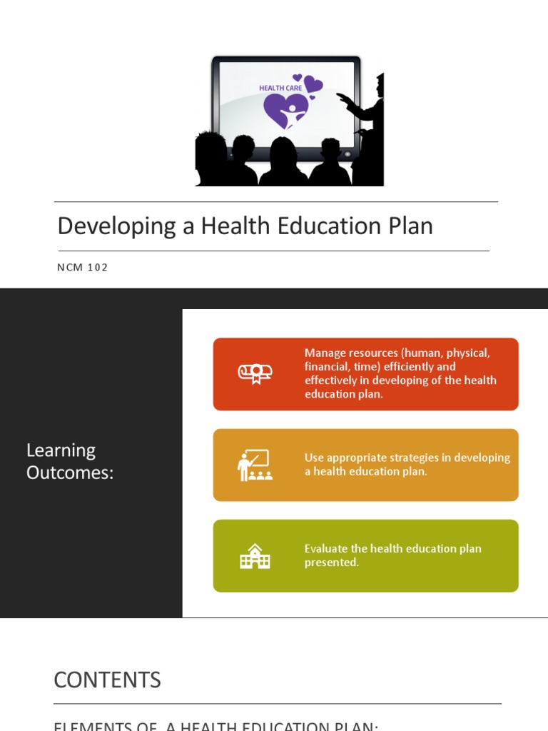 2 - Developing A Health Education Plan - Objectives of The Plan ...