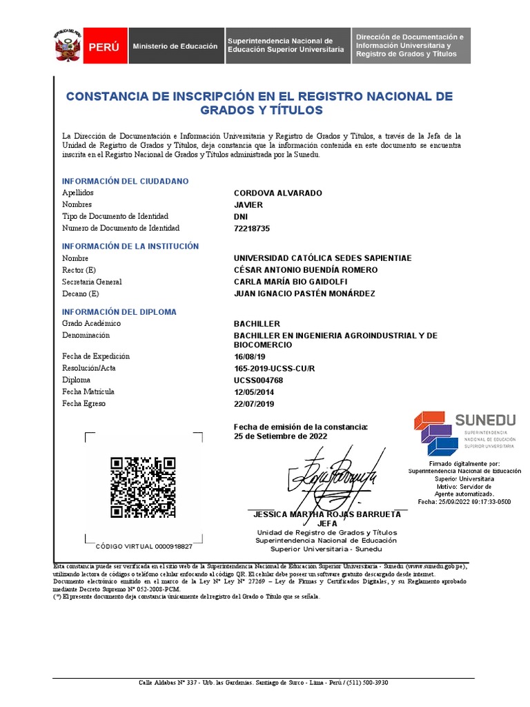 Constancia de Inscripción | PDF