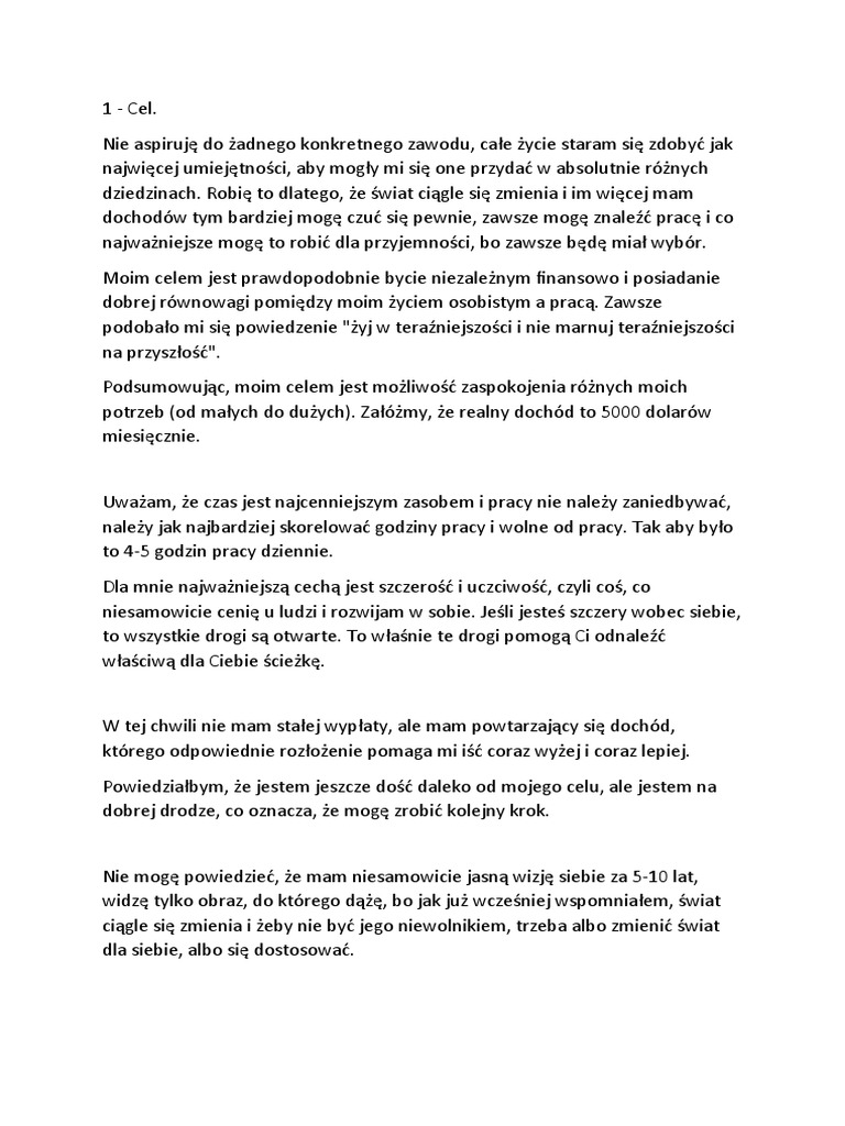 Plan Rozwoju Jako Esej | PDF