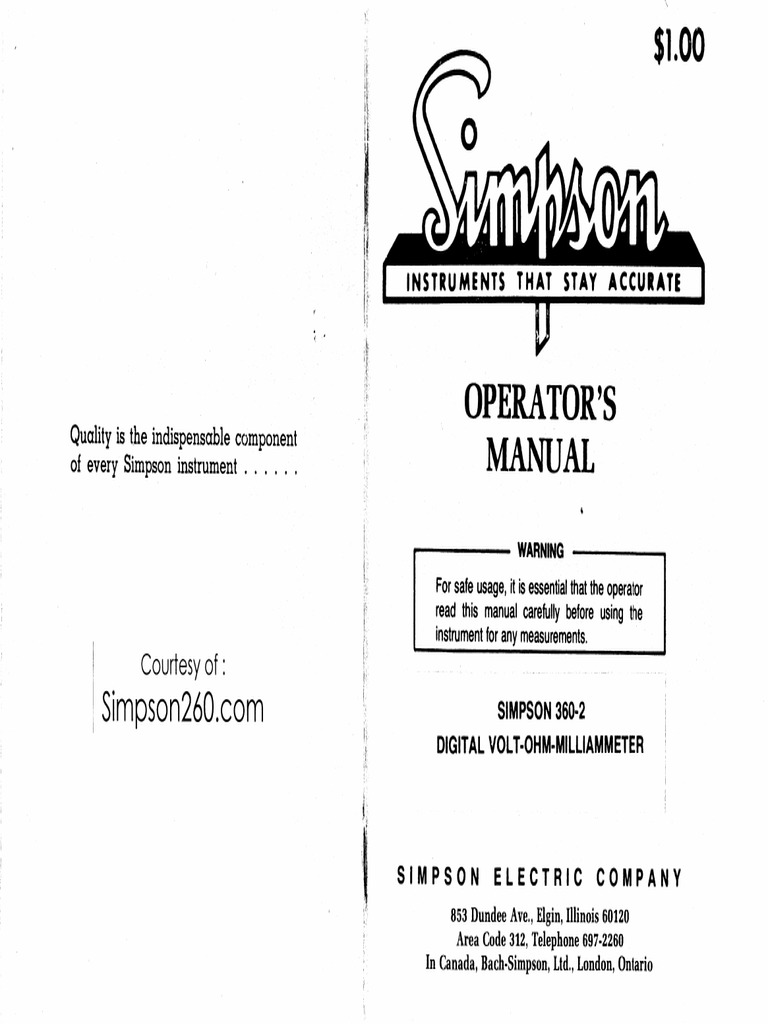 Simpson 360-2 User Manual-1975 | PDF
