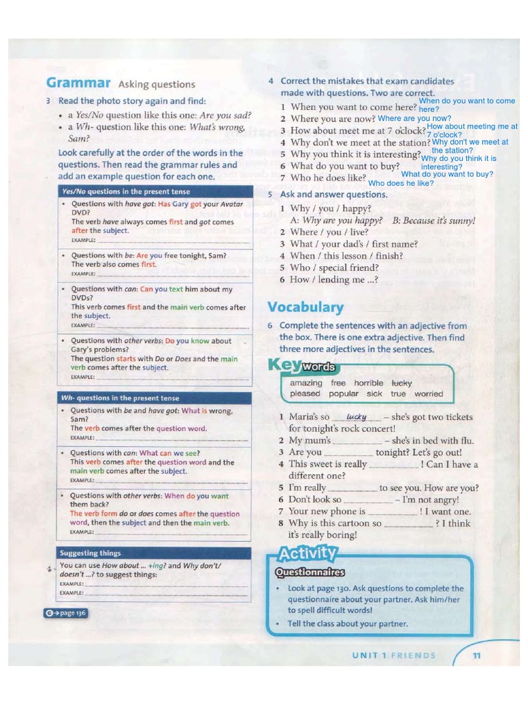 3-14-22 KET 2 Correct The Mistakes in WH Present Simple Questions | PDF