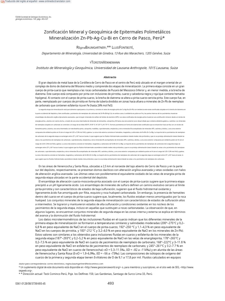 Mineral Zoning and Geochemistry of Epithermal Polymetallic (Español) | PDF | Mineral | Minerales