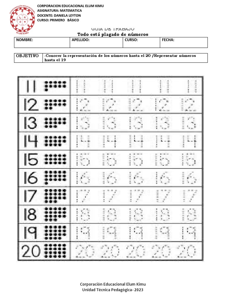 Representación de Números Hasta El 20 | PDF