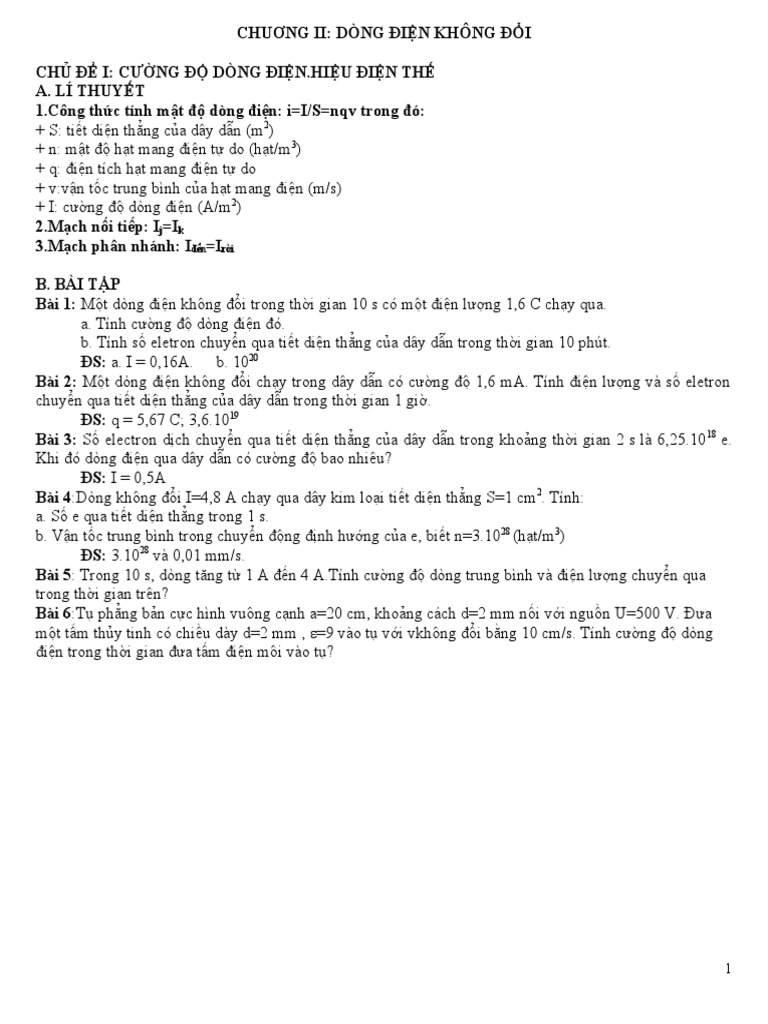 VatLy11 BaiTapTongHop (Chuong2) | PDF