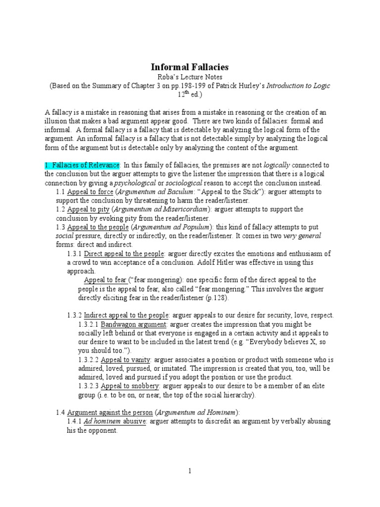 Informal Fallacies Explained | PDF | Fallacy | Logic