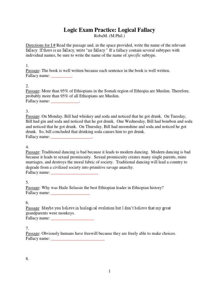 Logic Fallacy Sheet | Download Free PDF | Fallacy | Ethiopia