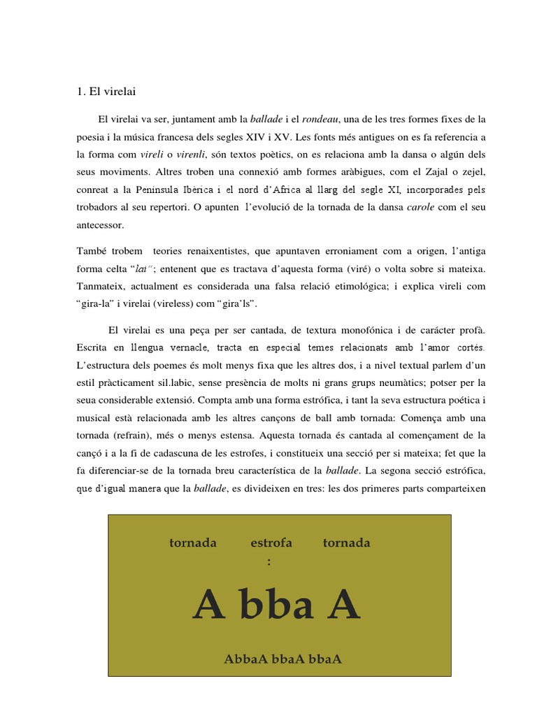 El Virelai: Forma Poética Medieval | PDF | Arte