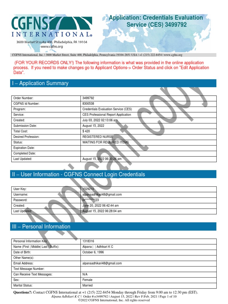 Application Summary | PDF | National Council Licensure Examination ...
