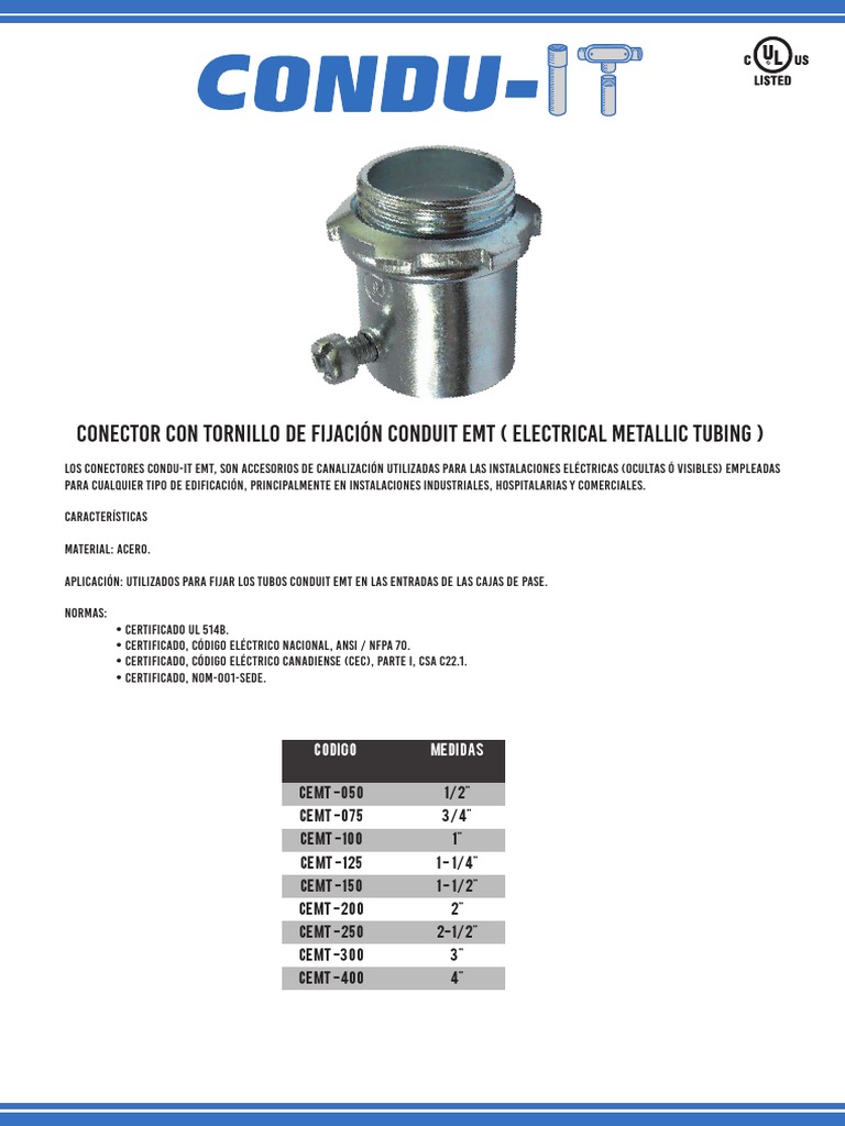 Ficha Tecnica Conectores Conduit | PDF
