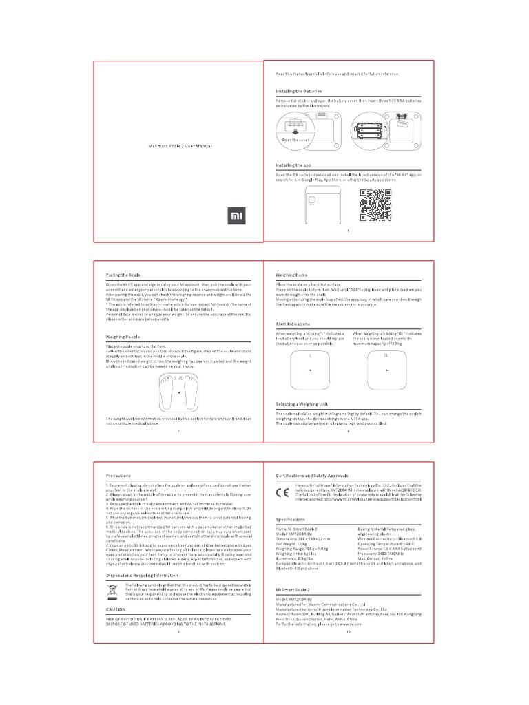Mi Smart Scale 2 White User Manual 1 | PDF