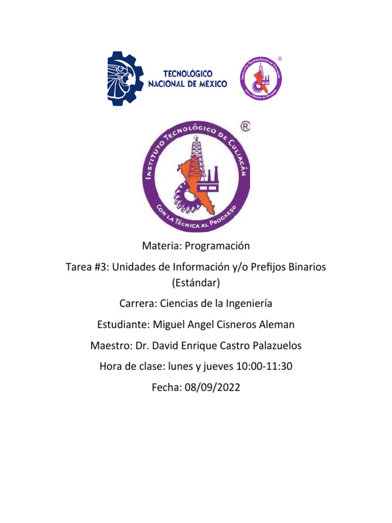 Tarea 3 | PDF | Byte | Poco