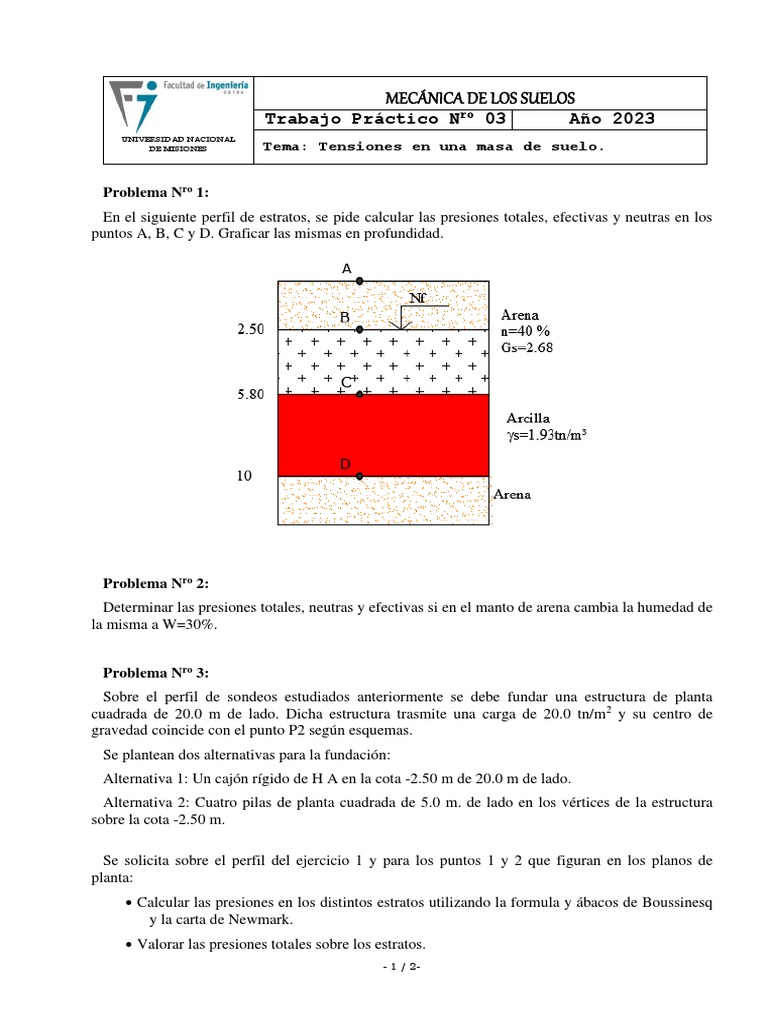 TPNº - 03 Tensiones en Una Masa de Suelo | PDF