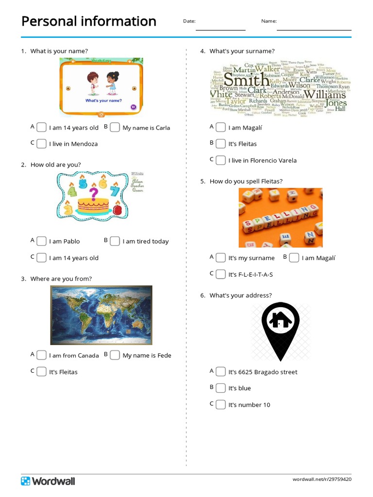 Personal Info Q&A Template | PDF