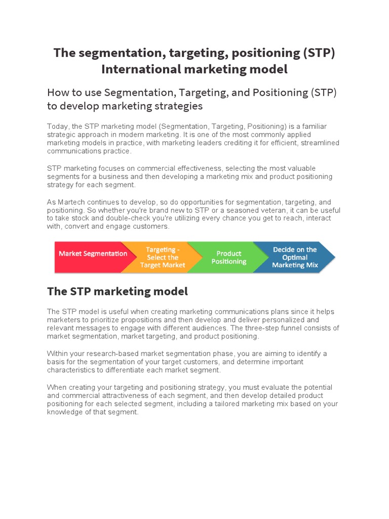 Segmentation, Targeting, Positioning (STP) | PDF | Marketing | Market ...