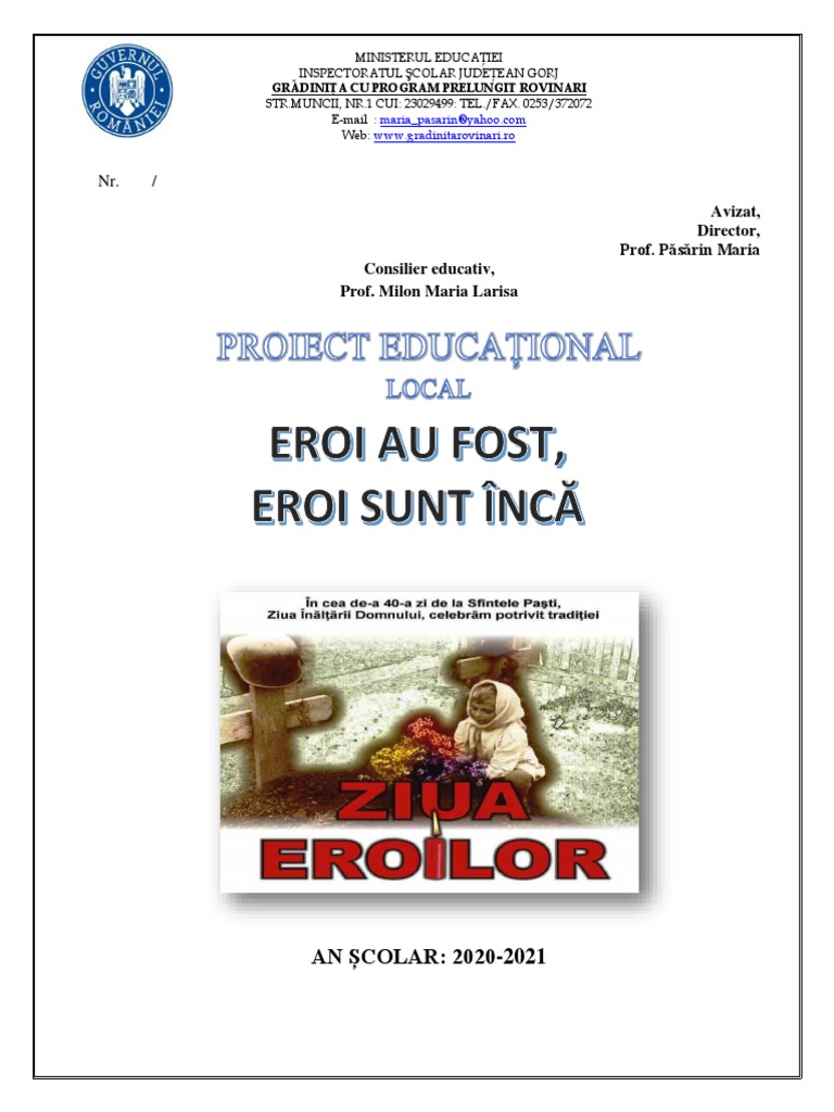 Proiect Educational Ziua Eroilor 1 | PDF