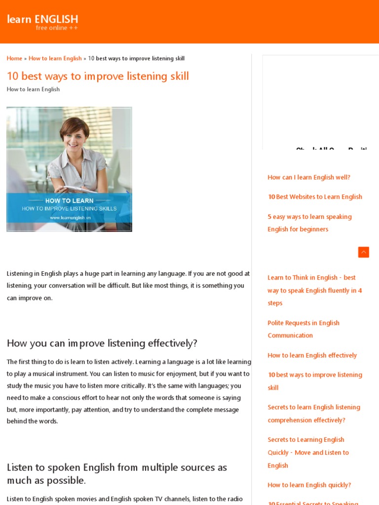 Improve English Listening Skills Tips | PDF | Nonverbal Communication ...
