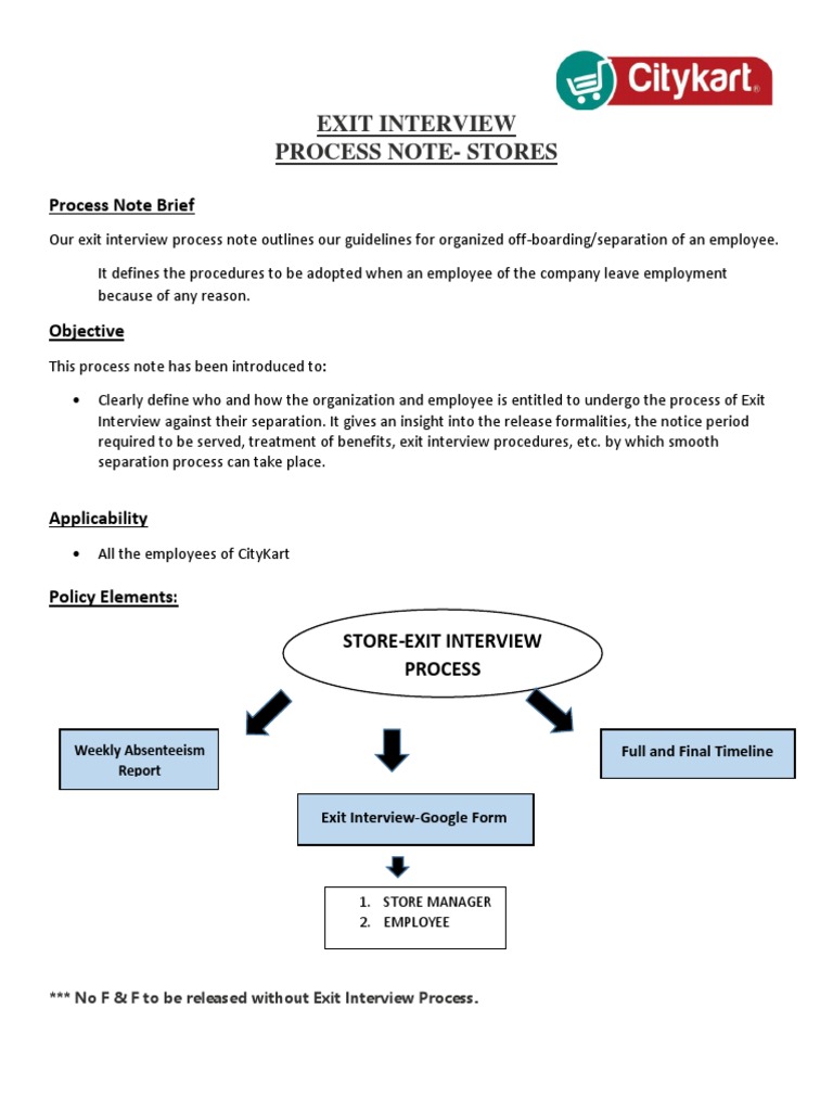 Exit Interview-Process Note-Stores PDF | PDF