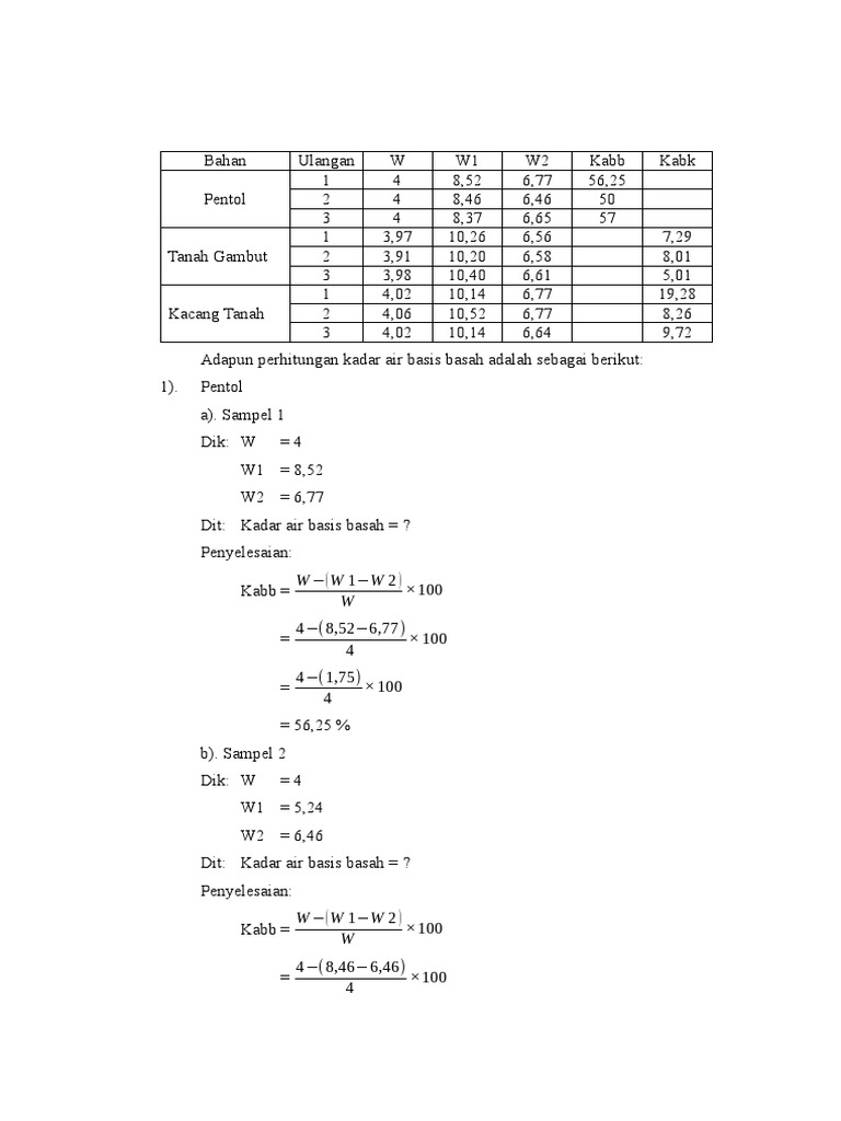 Tabel dan Perhitungan Materi 6 | PDF