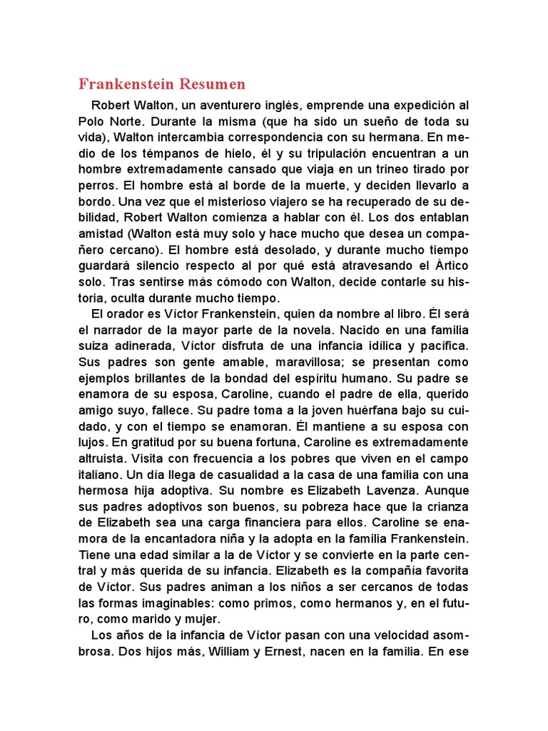 Frankenstein Resumen | PDF | Frankenstein
