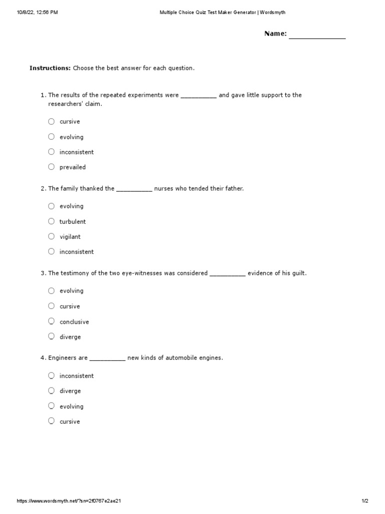 Multiple Choice Quiz Maker Guide | PDF | Language Arts & Discipline ...