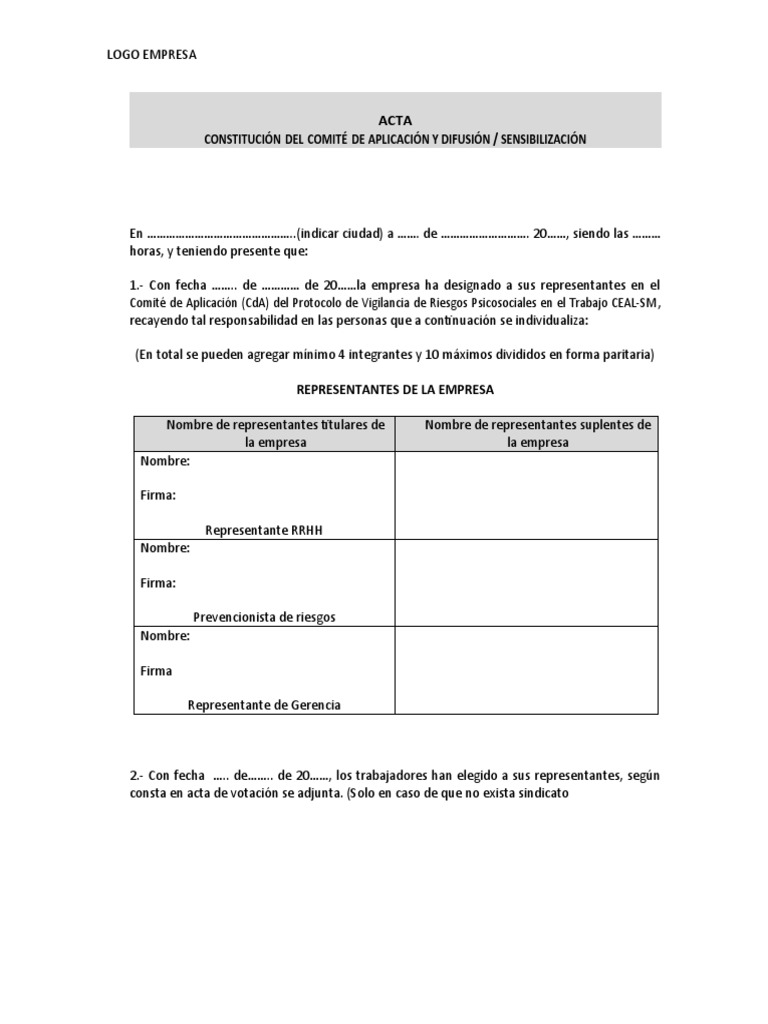 Acta Constitución Comité Psicosocial CEAL-SM | PDF | Derecho