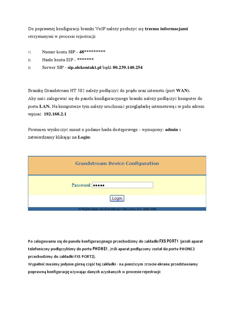 Konfiguracja HT502 | PDF