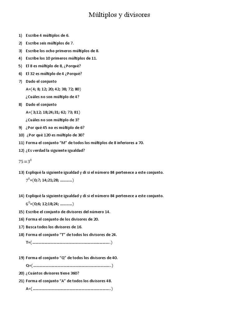 Múltiplos y Divisores | PDF