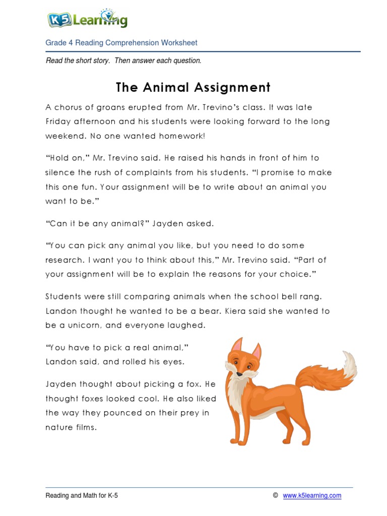 Grade 4 Storyanimalassignment | PDF