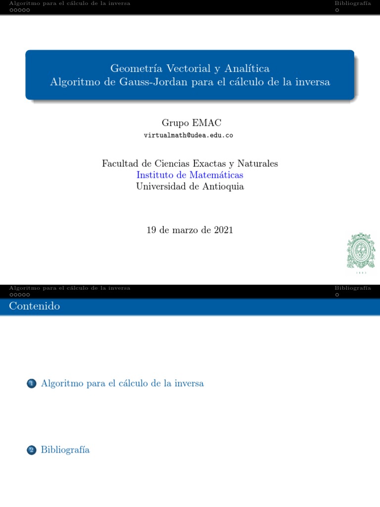Algorimo de Gauss-Jordan para El Cálculo de La Inversa | PDF | Matriz ...