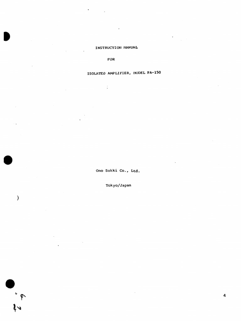 Ono Sokki PA-150 Isolated Amplifier IOM | PDF