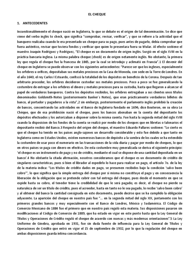 El Cheque | PDF | Cheque | Bancos