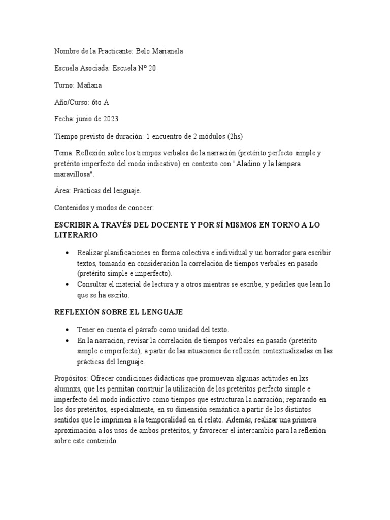 Preterito Perfecto Simple/imperfecto: Aladino y La Lampara Maravillosa ...